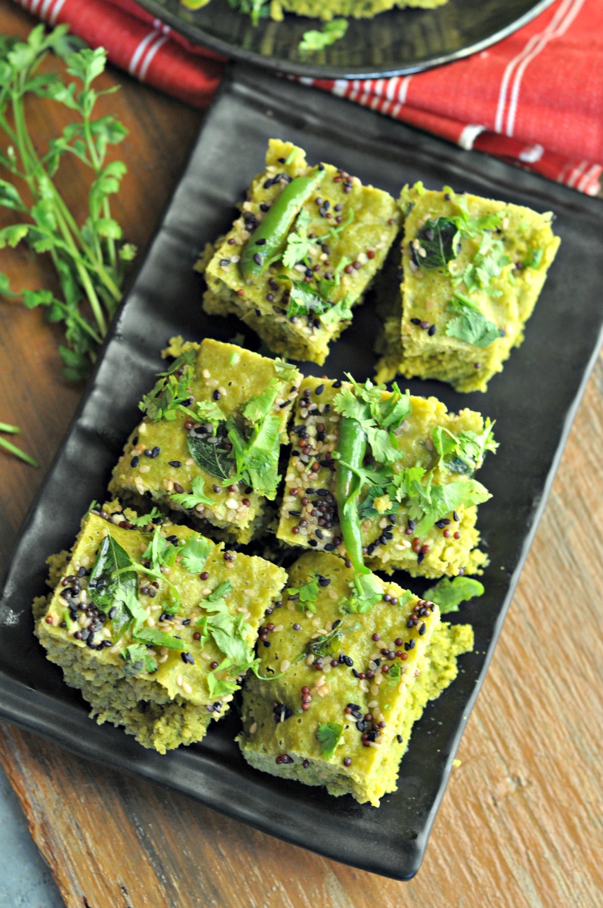 Palak Dhokla : Steamed Spinach Lentil Cakes