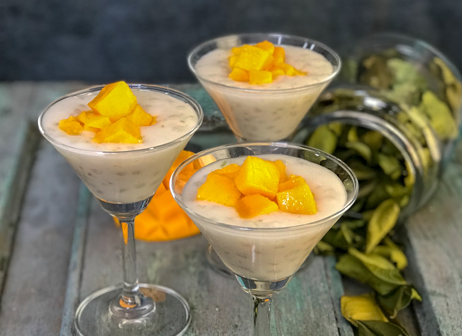 Coconut Tapioca pudding with Kaffir Lime and Mango - Sinamon Tales