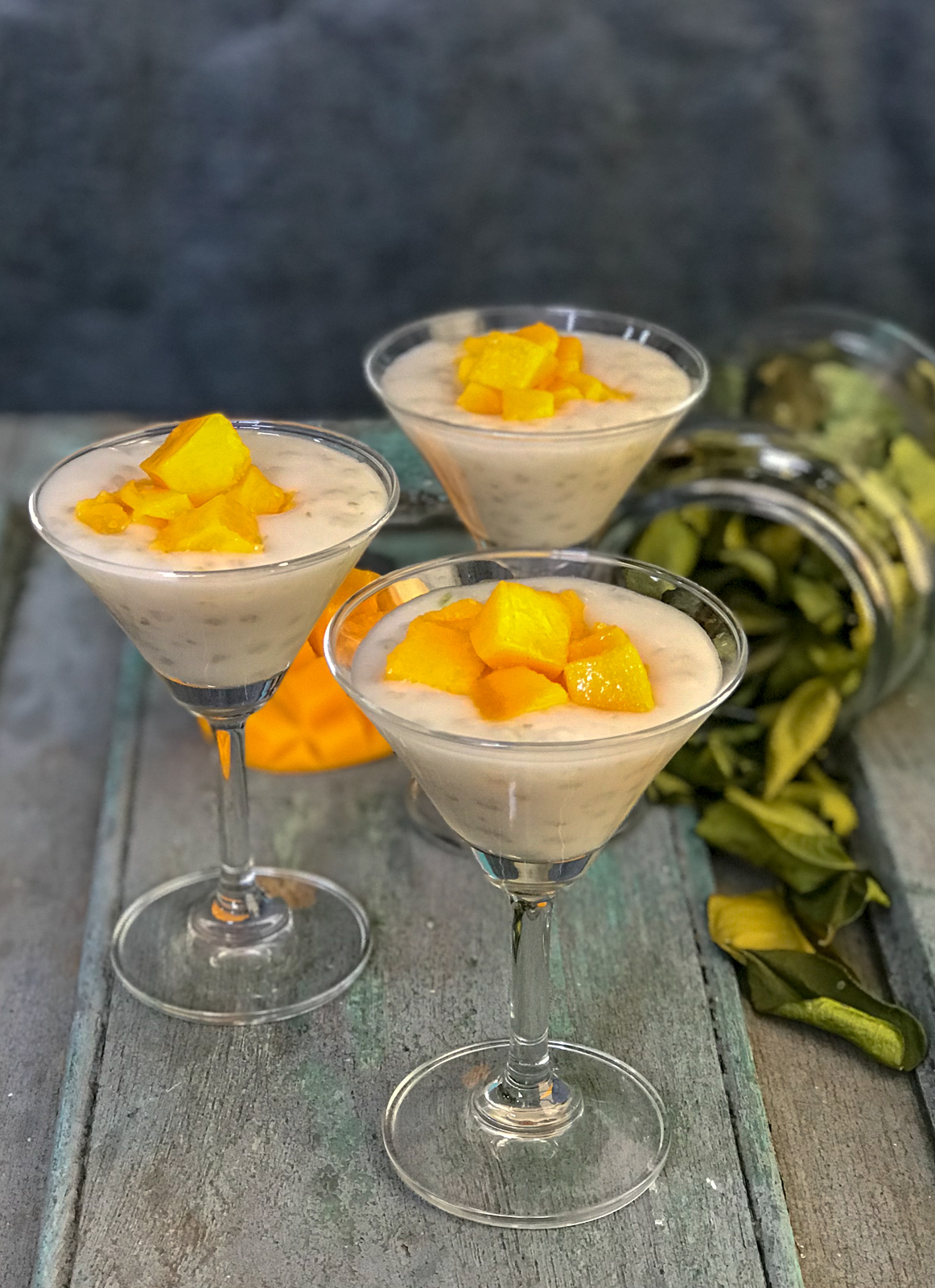 Coconut Tapioca pudding with Kaffir Lime and Mango - Sinamon Tales