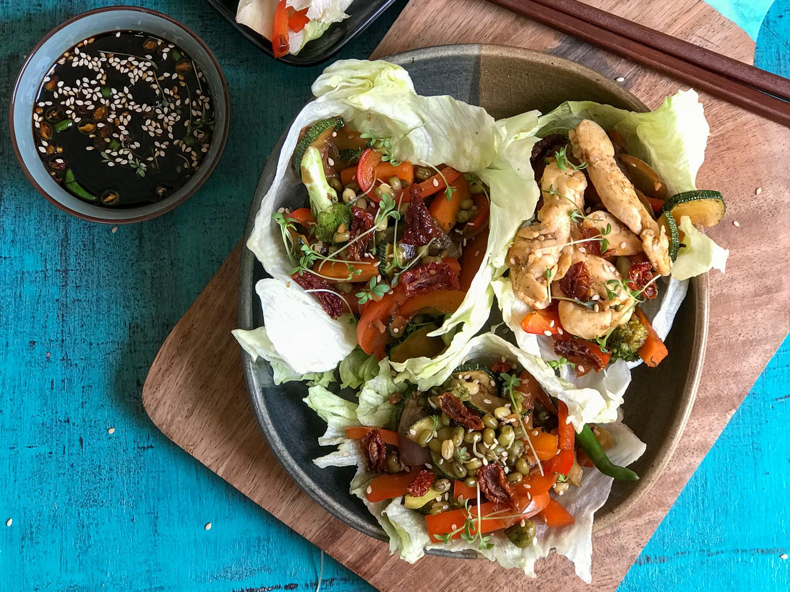 Keto Friendly Lettuce Cups : Chicken & Vegetarian Fillings - Sinamon Tales